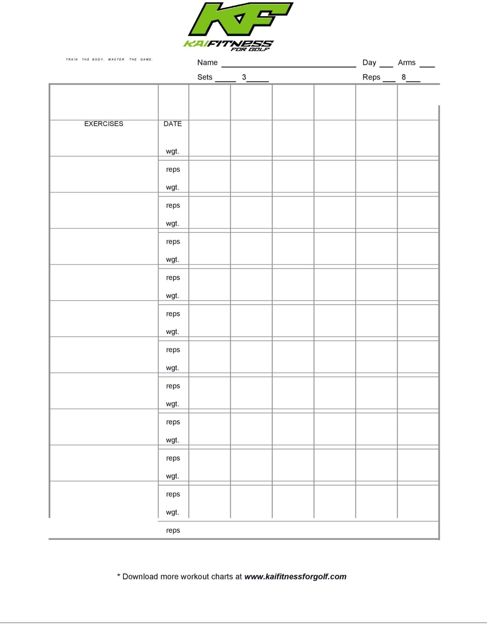 Free Printable Workout Charts - Free Printable Chart