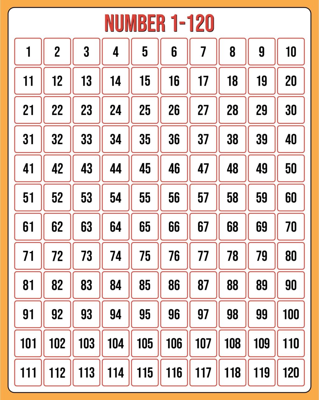 Blank 120 Chart Printable - Free Printable Chart