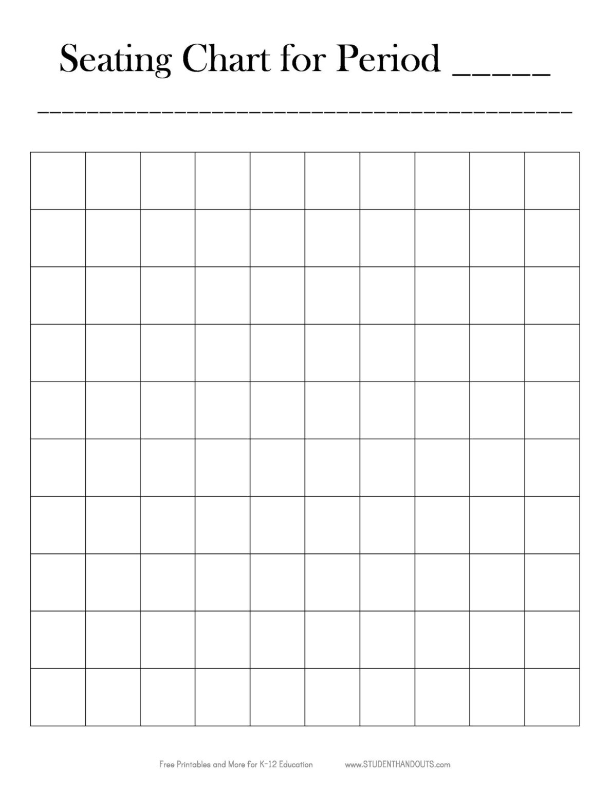 Printable Blank Seating Chart Template - Free Printable Chart