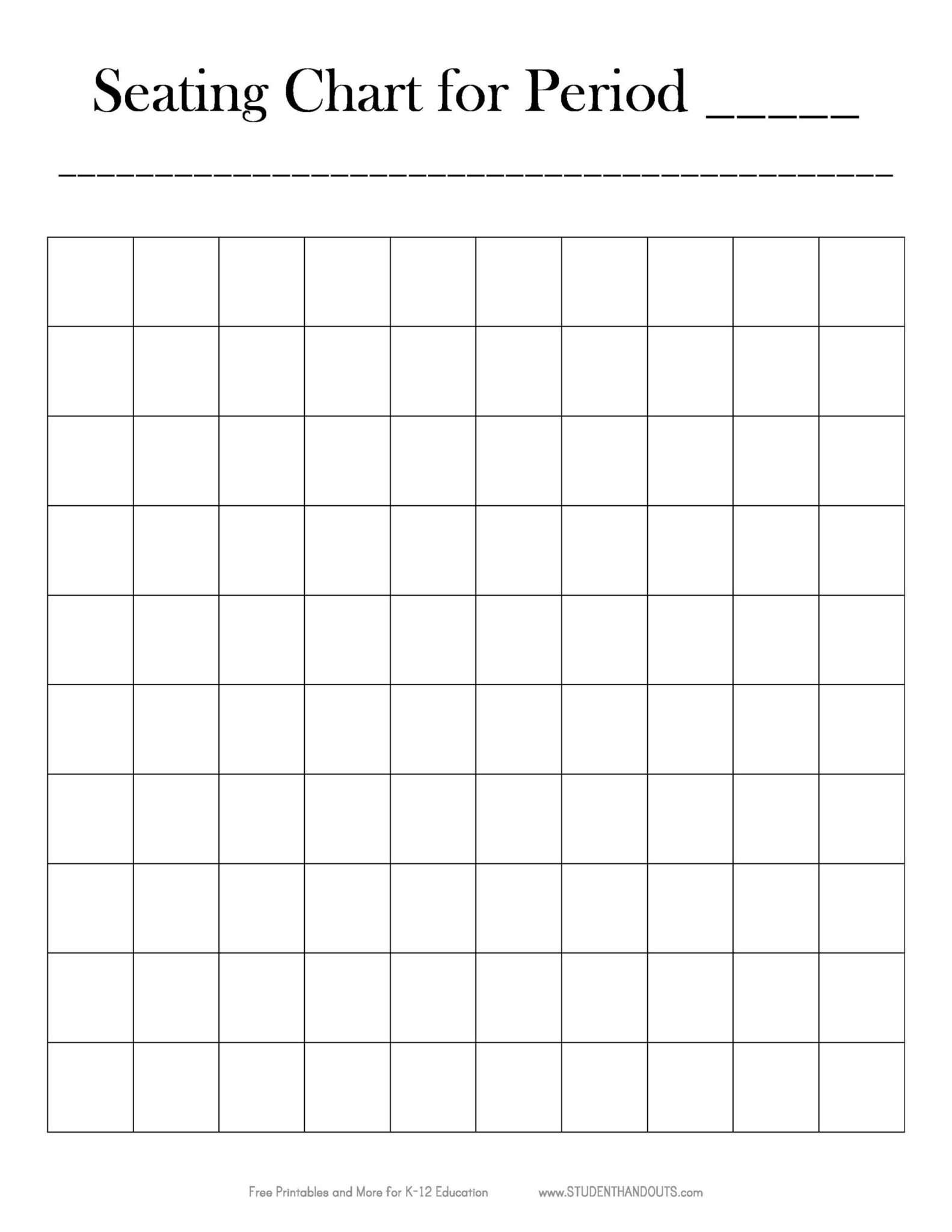 Printable Blank Seating Chart Template - Free Printable Chart