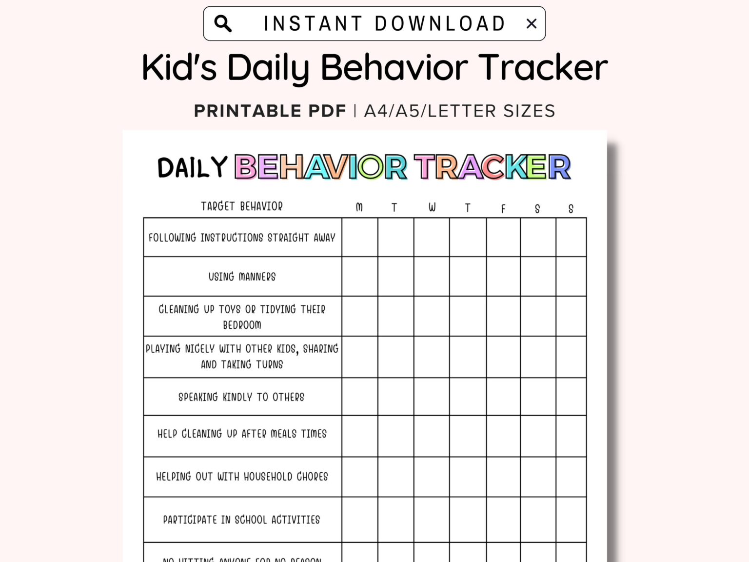 Daily Behavior Chart Free Printable - Free Printable Chart