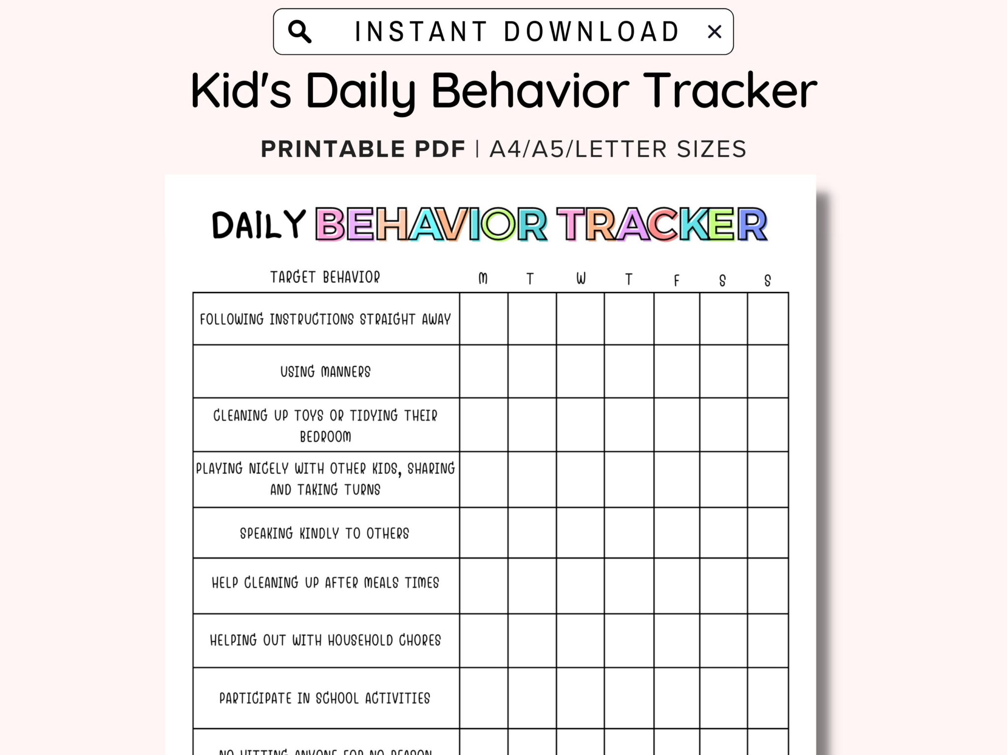 Daily Behavior Chart Free Printable - Free Printable Chart