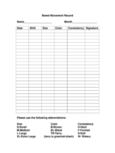 Free Printable Bowel Movement Record Chart - Free Printable Chart