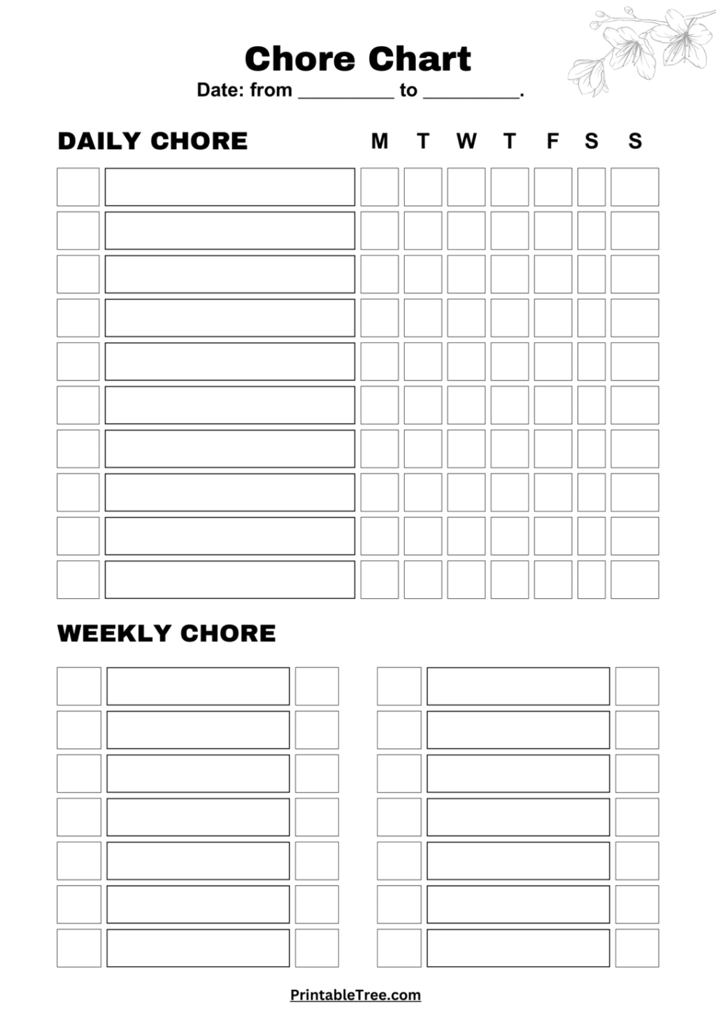 Printable Daily Chore Chart - Free Printable Chart