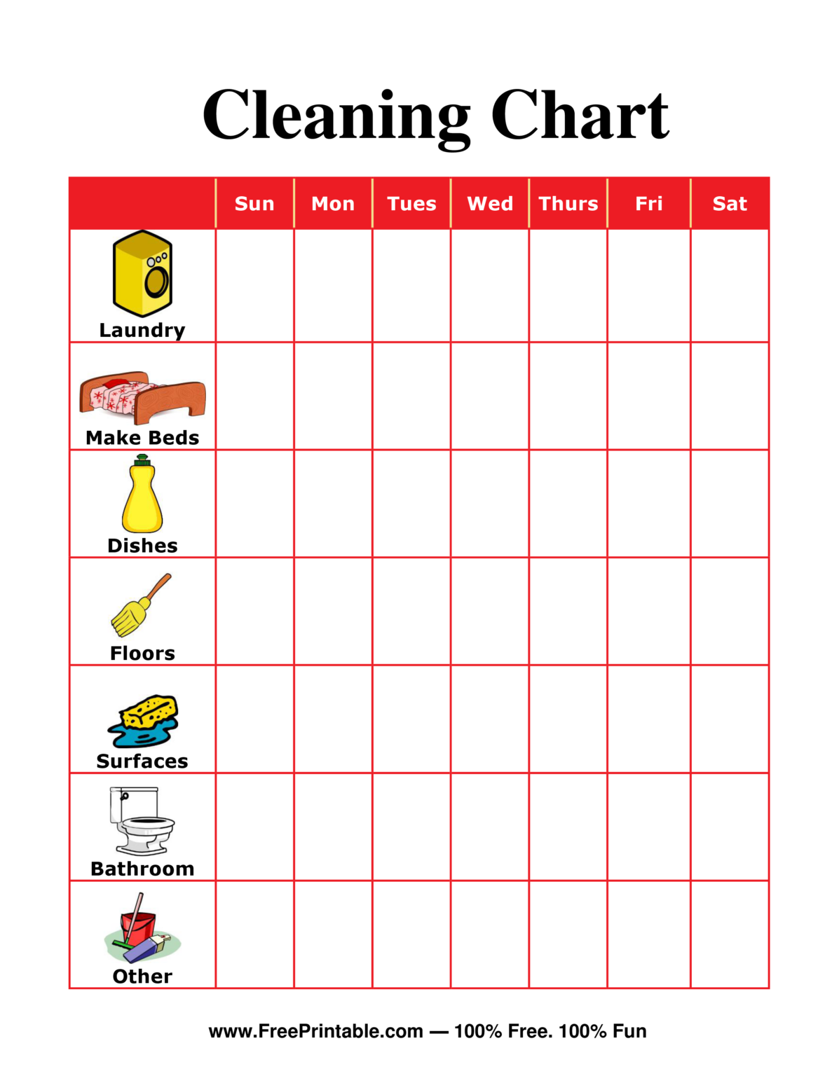 Free Printable Chore Charts For Adults - Free Printable Chart