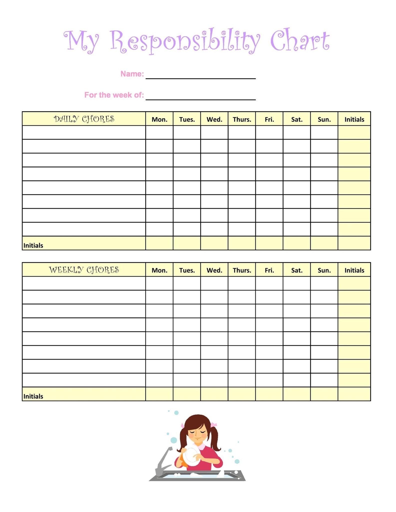 Free Printable Daily Chore Chart - Free Printable Chart