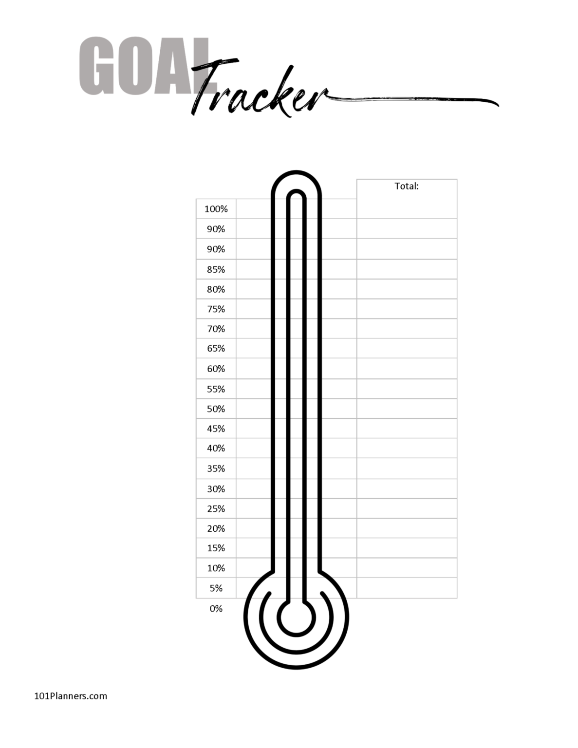 Thermometer Goal Chart Printable Pdf - Free Printable Chart