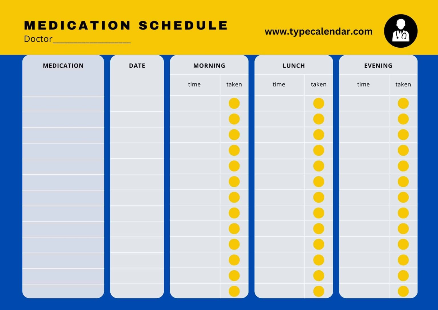 Free Printable Home Use Daily Medication Chart - Free Printable Chart