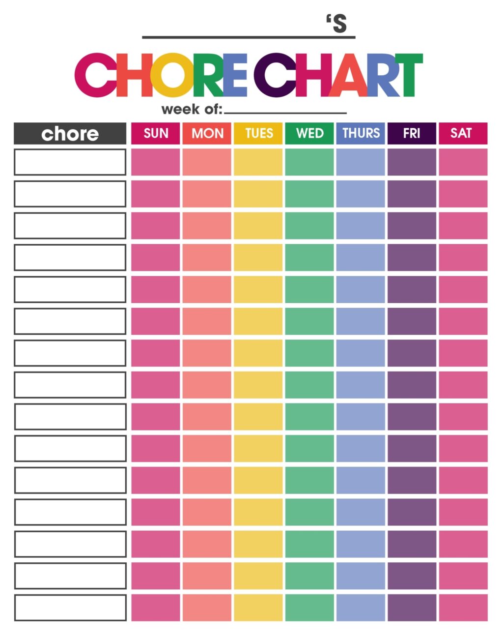 Free Chore Charts Printable - Free Printable Chart