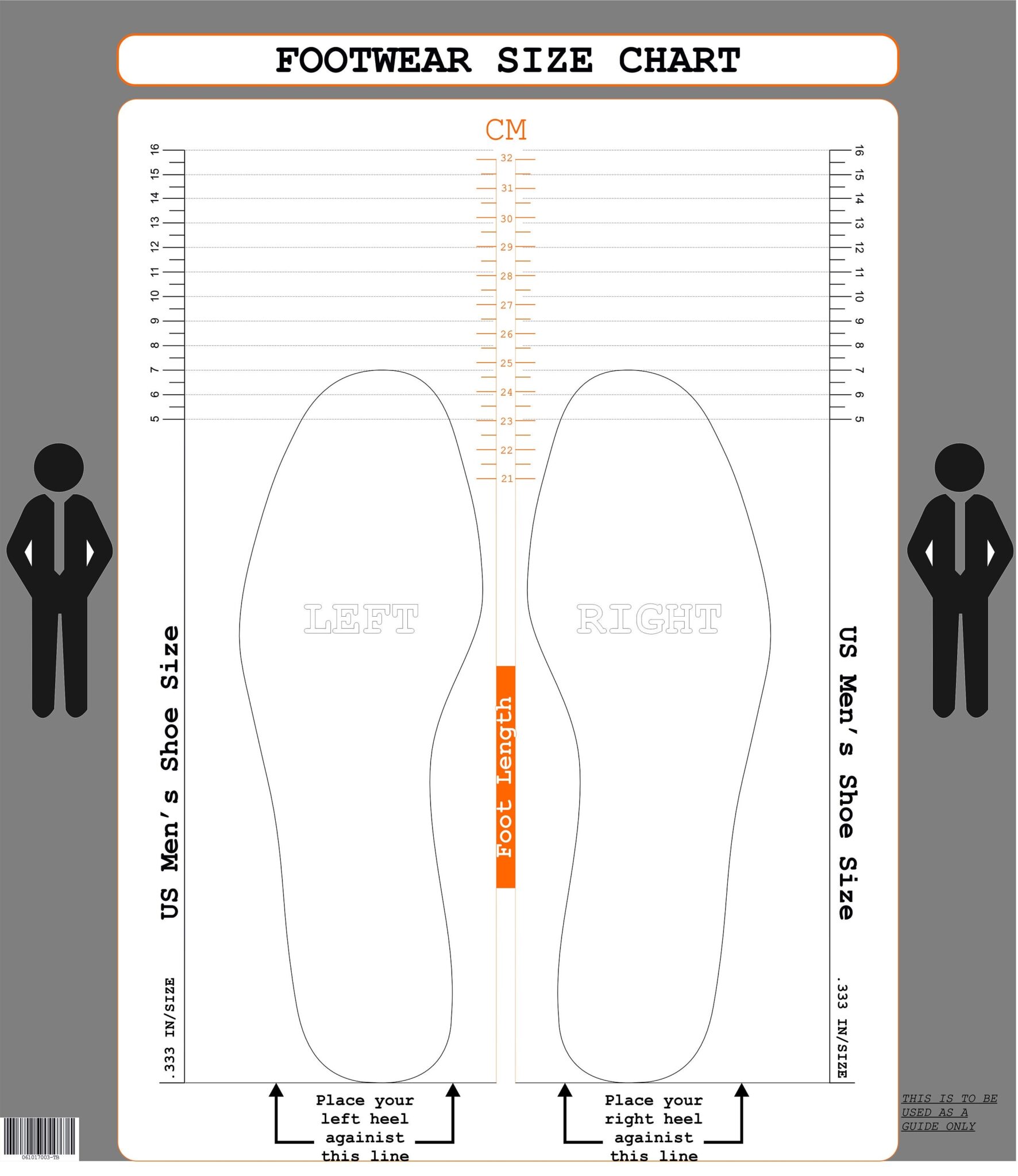 Printable Shoe Size Chart Men'S - Free Printable Chart
