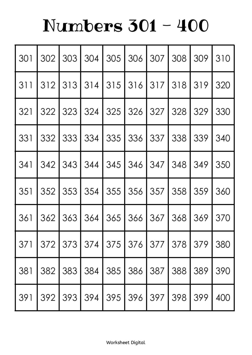 Number Chart 1 To 1000 Printable - Free Printable Chart