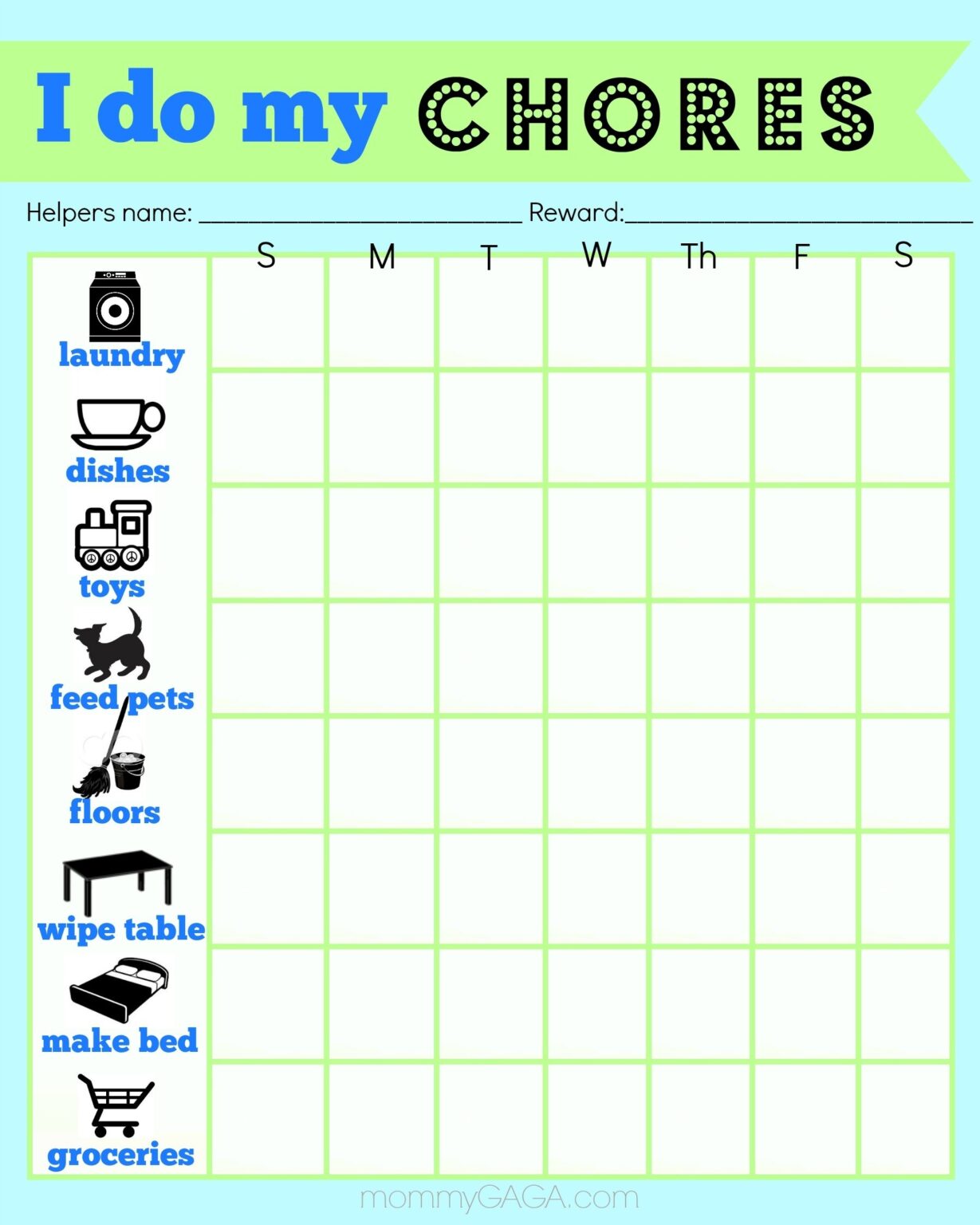 Chore Chart Pictures Printables - Free Printable Chart