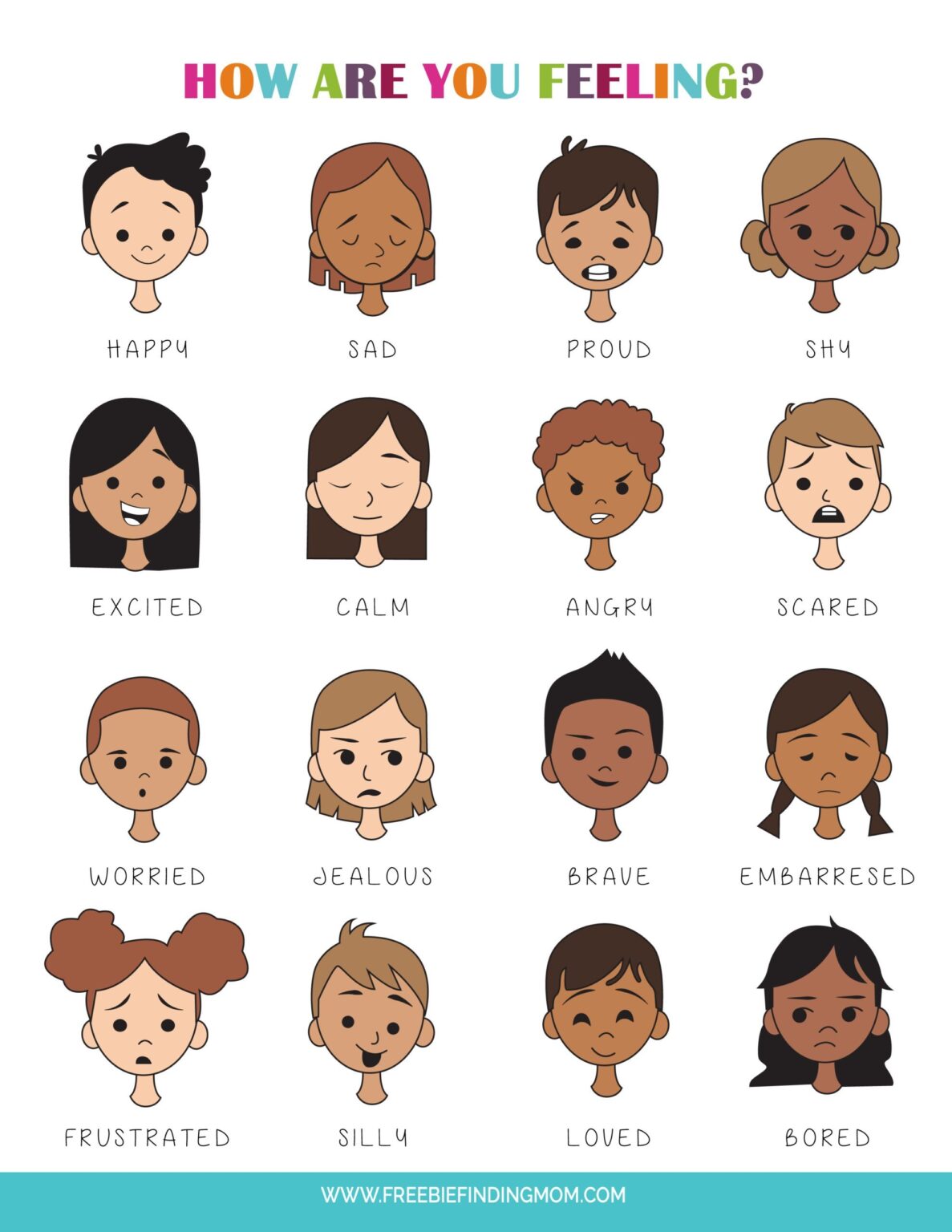 Feelings Chart For Kids Free Printable - Free Printable Chart