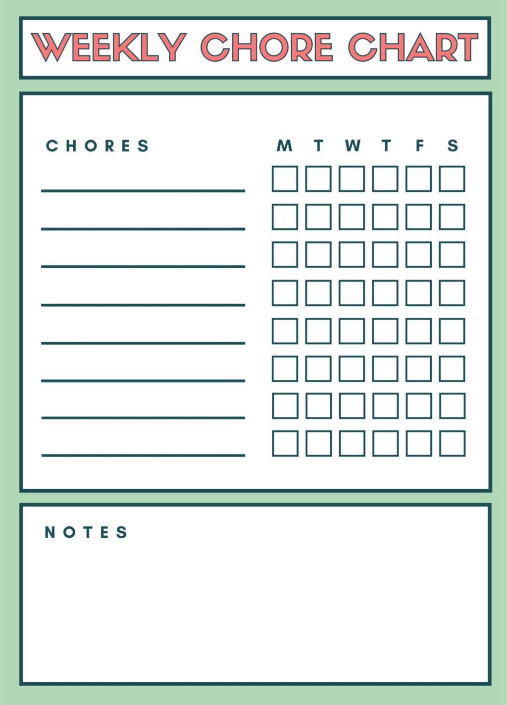 Free Printable Weekly Chore Chart - Free Printable Chart