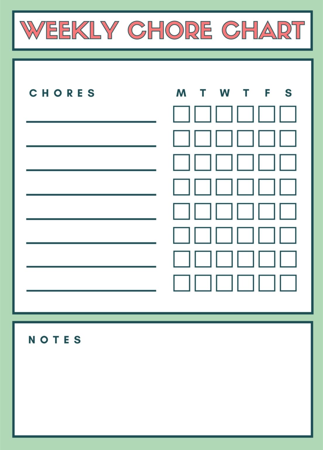 Weekly Printable Chore Chart - Free Printable Chart